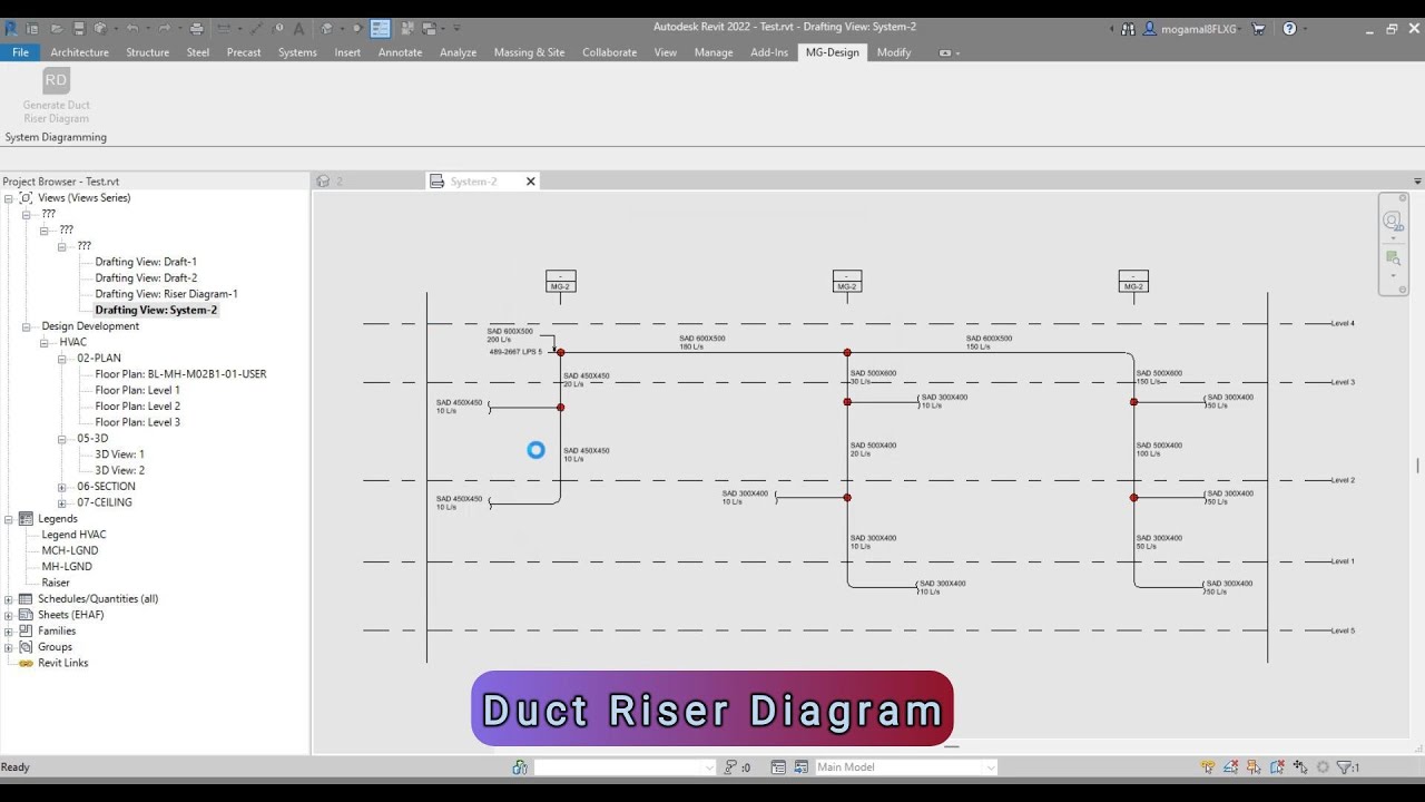 Duct Riser Diagram Revit addin Example 4 - YouTube