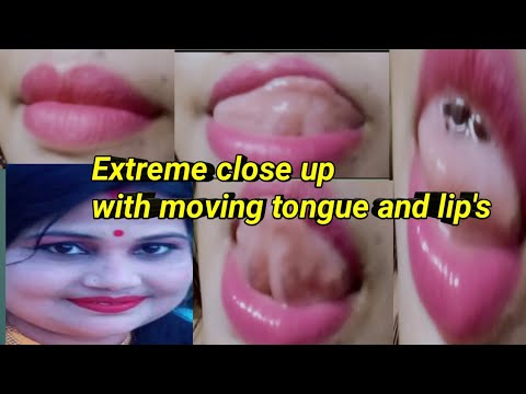 Extreme close up of moving tongue and lips #(part -2) with bubbles# ...