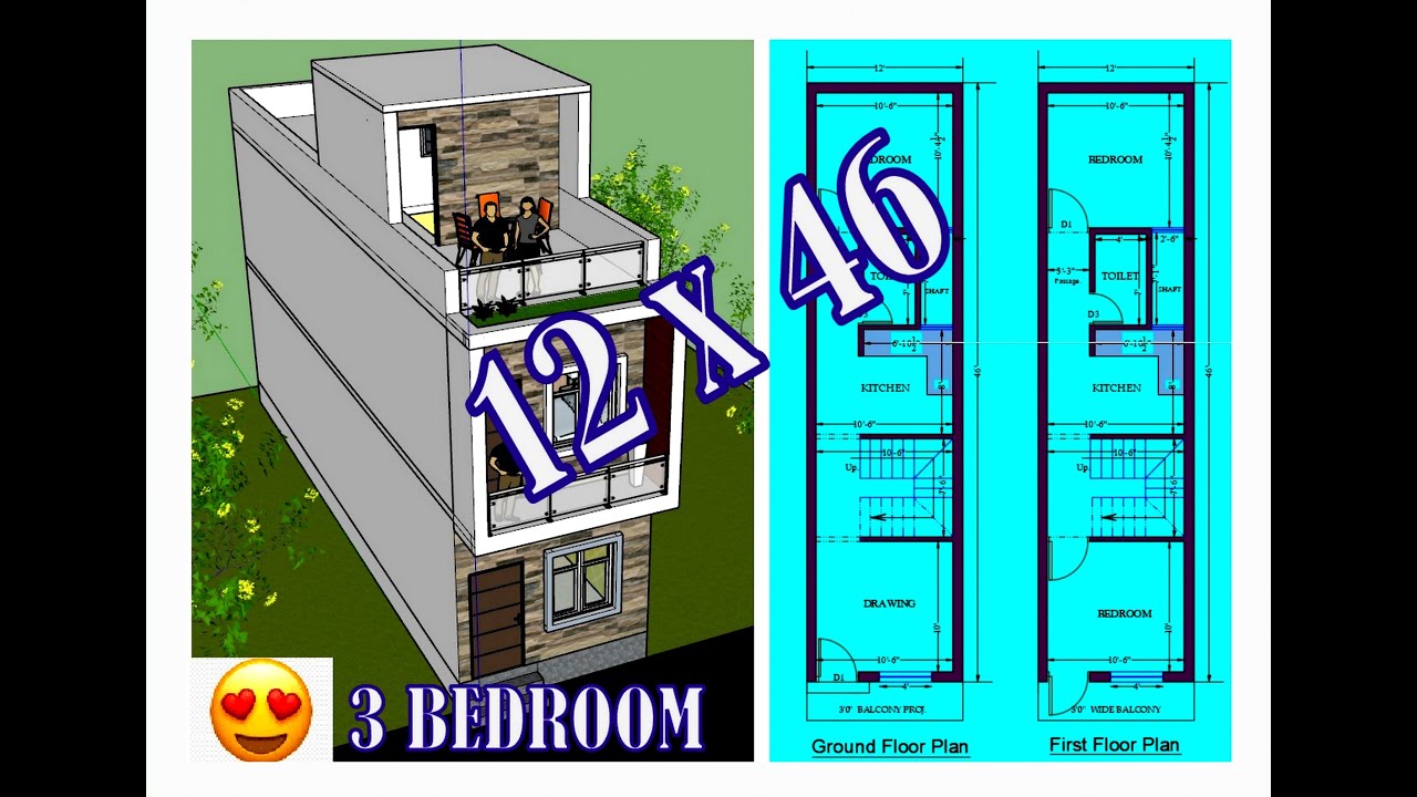 12x46 Feet || 552 SQFT || House Plan || 12*46 Ghar Ka Naksha # ...