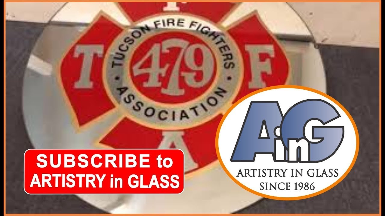 Custom etched and painted mirror for Tucson Fire Fighters - YouTube