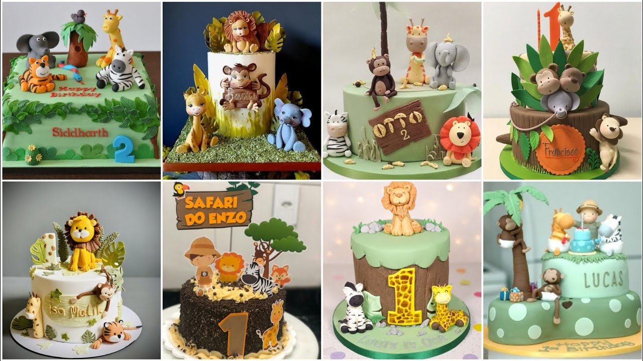Jungle Safari cake design/ Animal cake design for animals lovers/Jungle ...