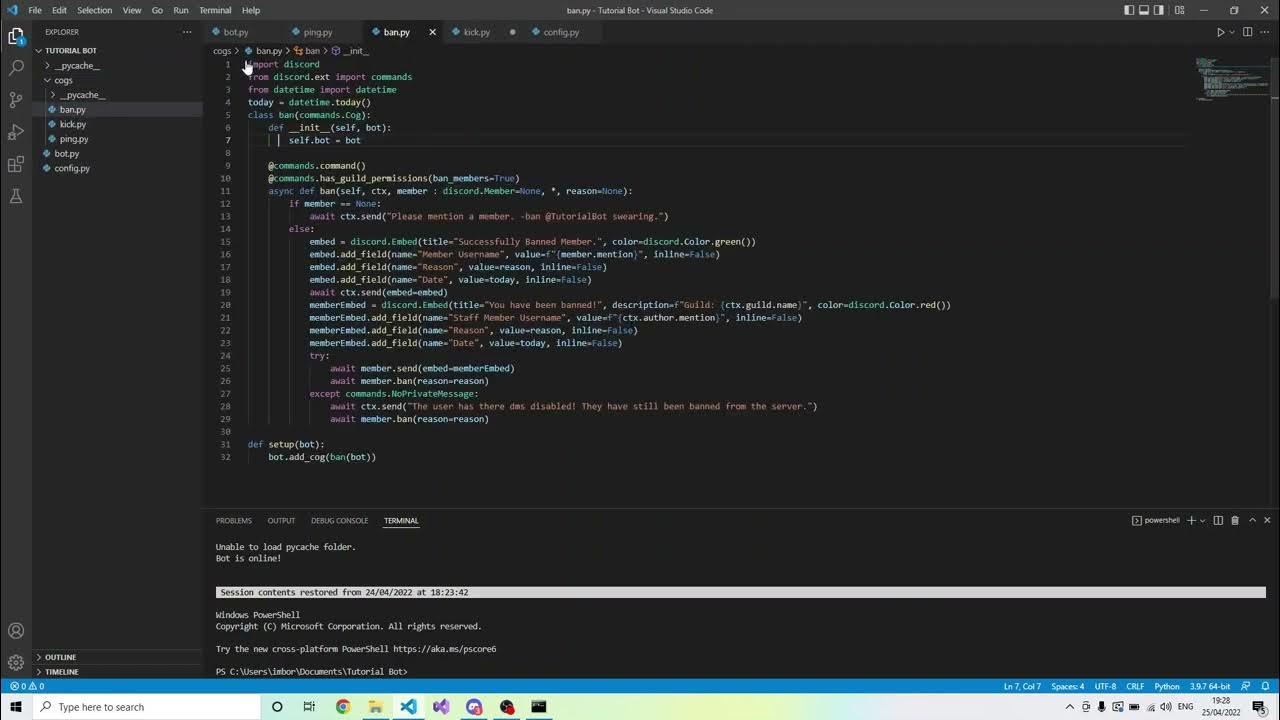 Part 3 | Discord.py Tutorial | Adding a kick and ban command. - YouTube