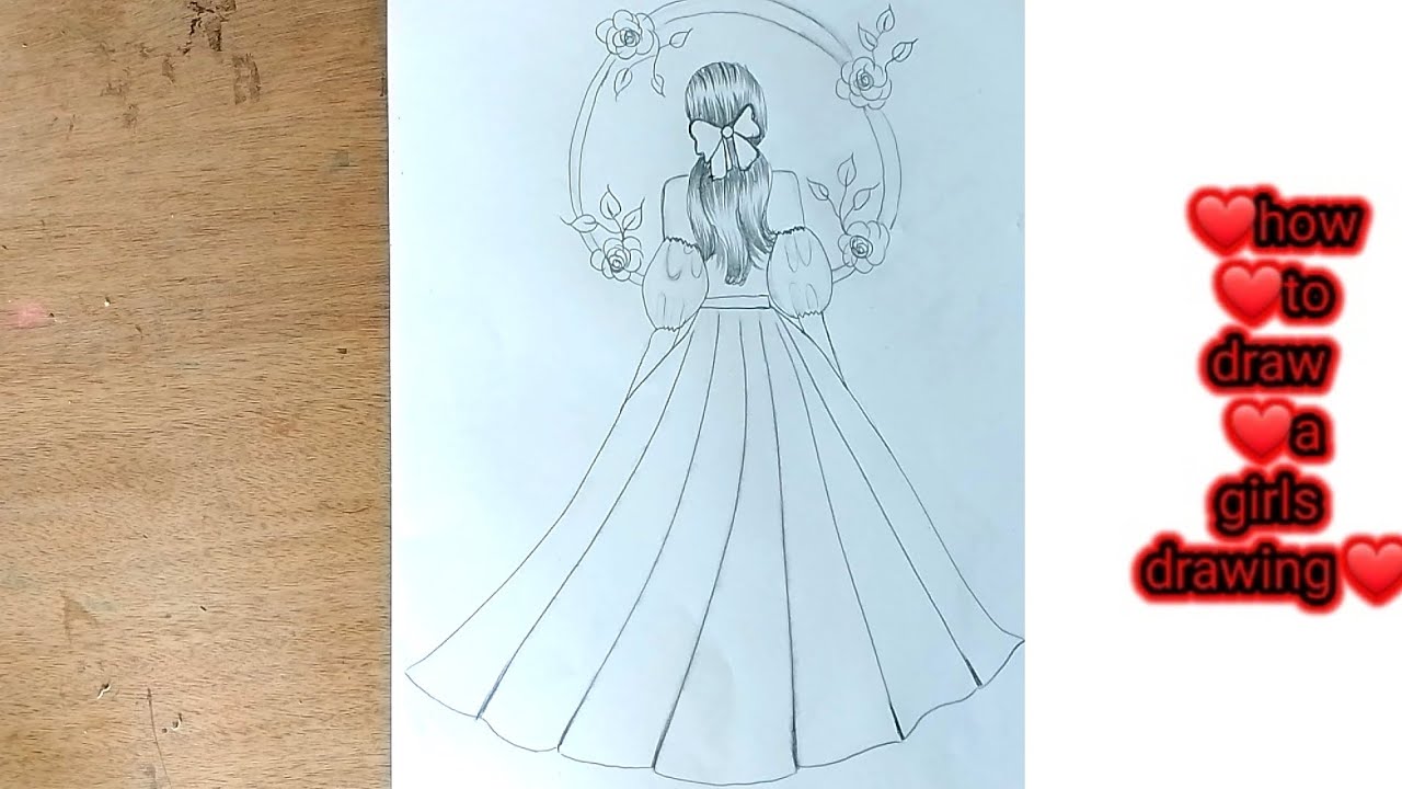 how to draw a girl with back side drawing and beautiful drawing and ...