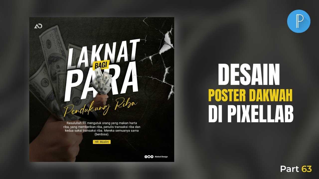 Desain Poster Dakwah di PixelLab Part 63 Tentang Riba - YouTube