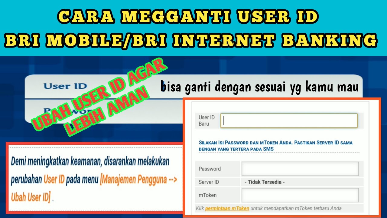Cara merubah User ID BRI Mobile/BRI internet Banking-BRImo - YouTube