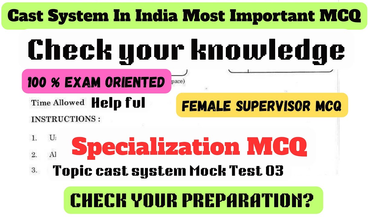 Most Important MCQ On Cast System In India | Important MCQ For JKSSB ...