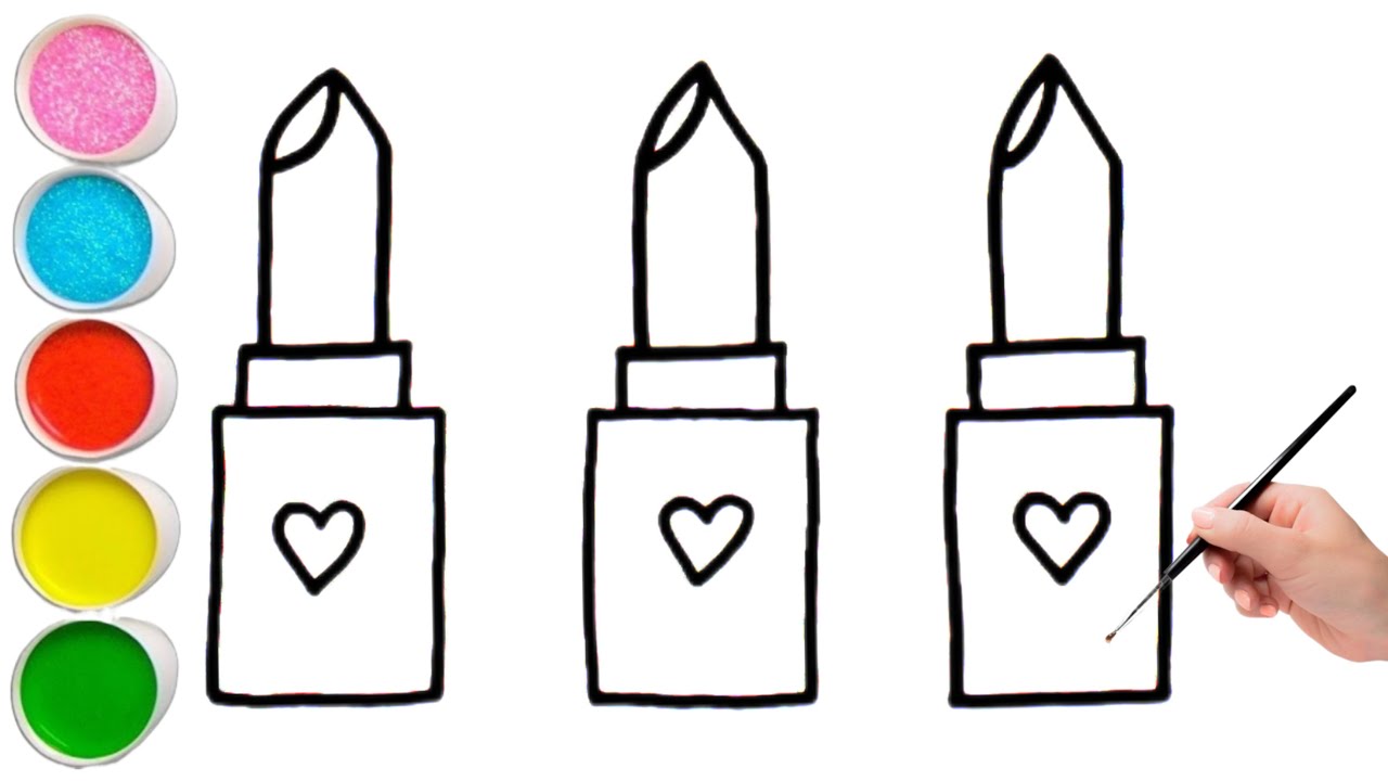 how to draw Lipstick colourful 💄 For Children | lipstick drawing ...