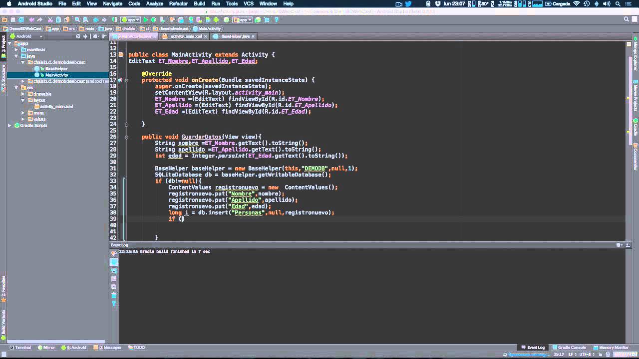 Bases de Datos con Android, Ingresar y Listar - YouTube