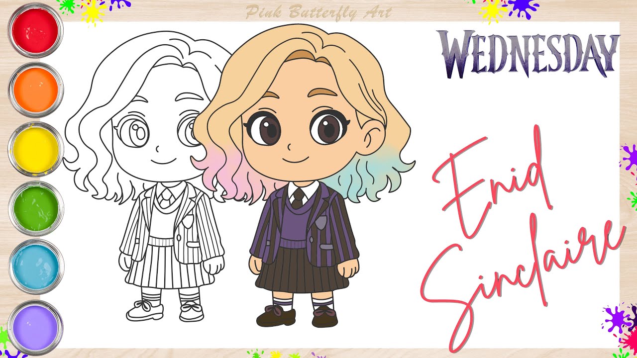 Enid Sinclair | Wednesday Character Drawing & Coloring for Kids and ...