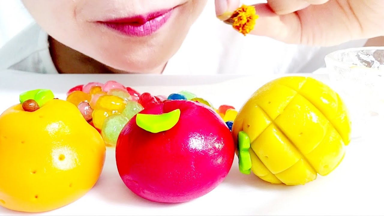 ruby asmr Sweet confectionery and petal tea Eating show - YouTube