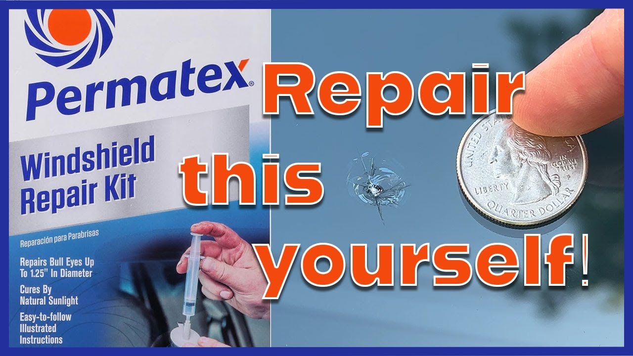 Repair a windshield crack from a small rock hit using a $14 Windshield ...