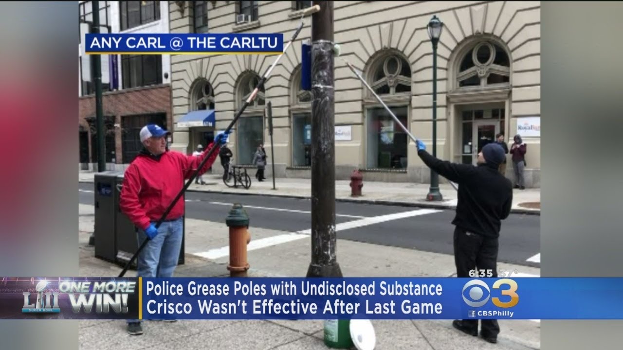 Philadelphia Police Grease Light Poles With Undisclosed Substance - YouTube