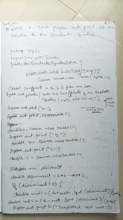 Write a Java Program that print all the solution to the Quadratic Equation - YouTube