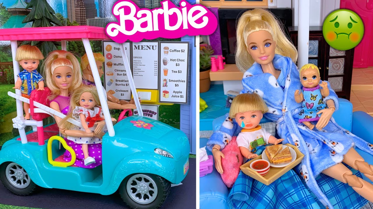 Barbie & Ken Doll Family Toddler Get Well Routine and Drive Thru Story ...