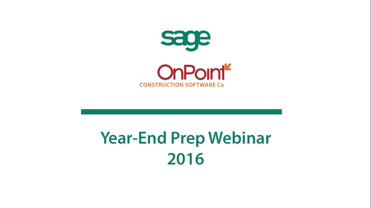 Oct. 2016 Sage 300 (Timberline) Year-End Webinar - YouTube