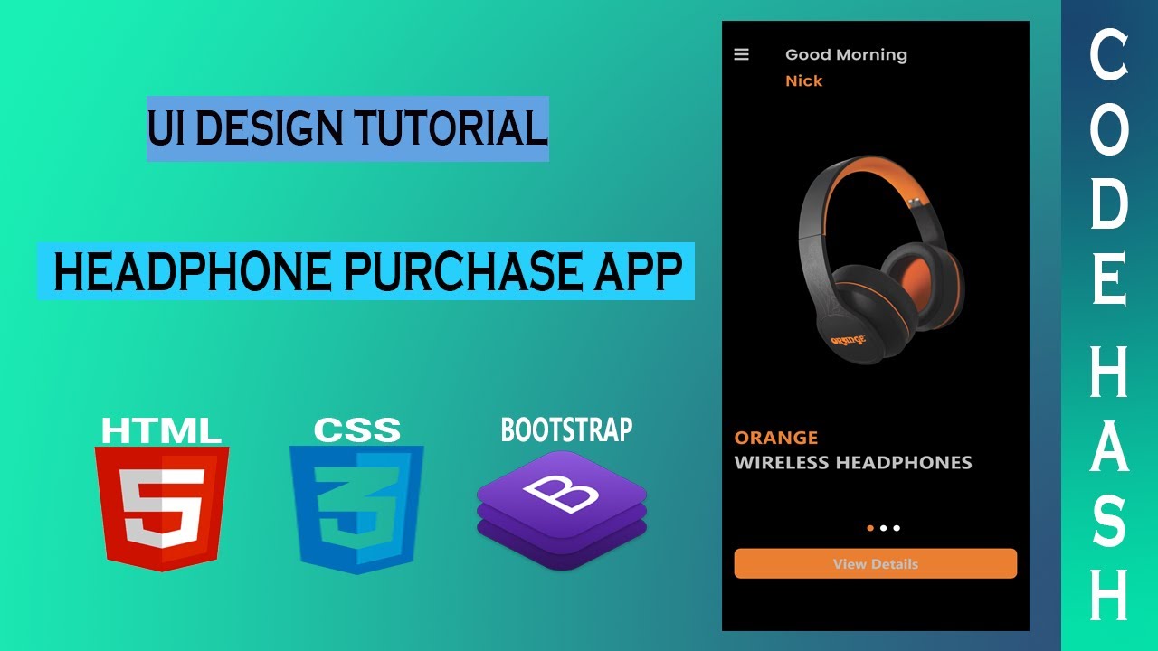 Ui Design Tutorial Headphone Purchase App Ui Html Css Bootstrap