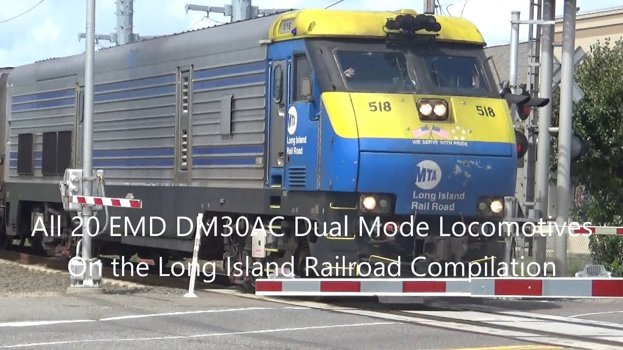 All 20 LIRR EMD DM30AC Dual Mode Locomotives 500-522 Double Deckers Compilation with Great Horns ...