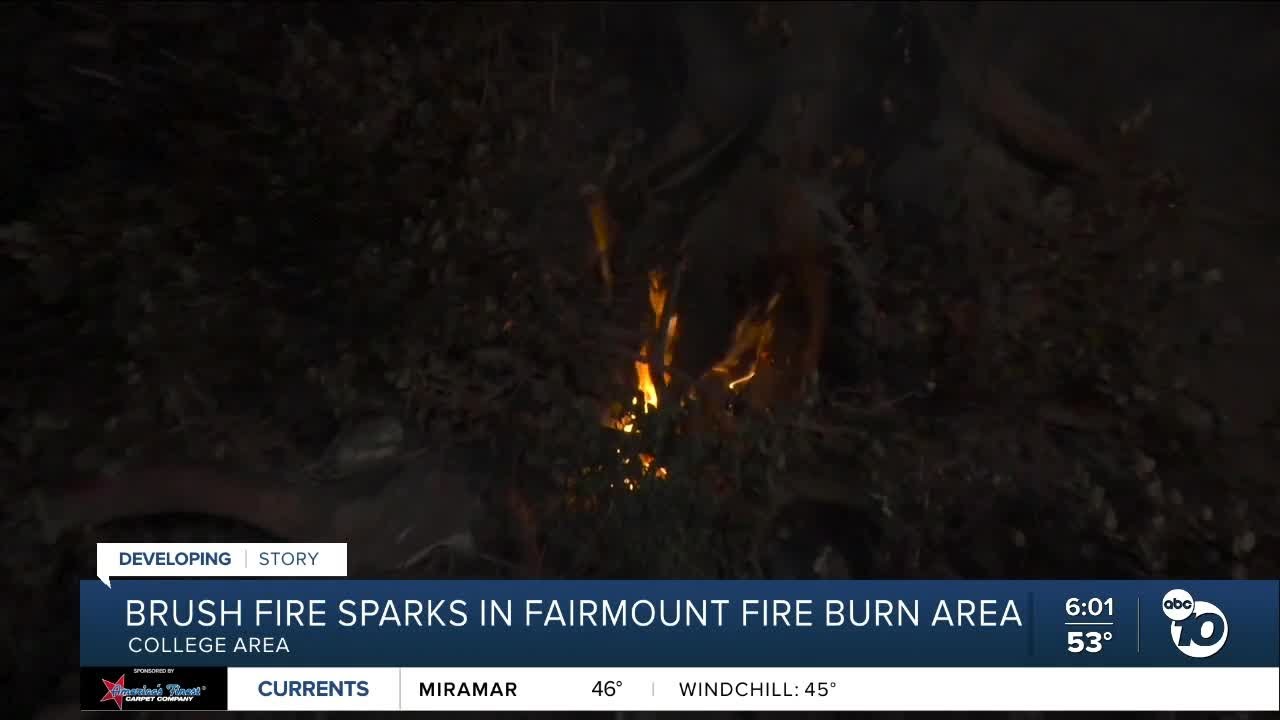 Brush fire ignites in Fairmount Fire burn area - YouTube