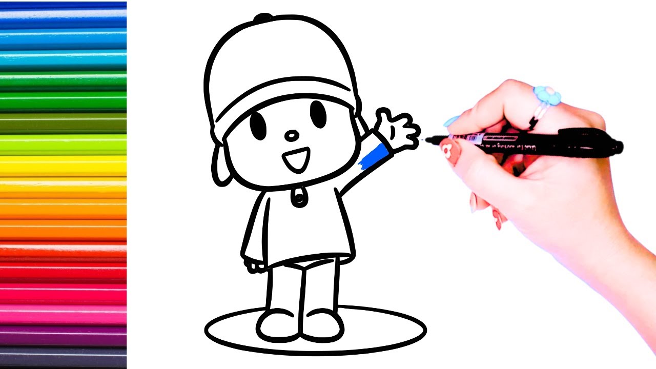 cute pocoyo💙 Drawing, painting for kids and Toddlers: easy hand Drawing ...