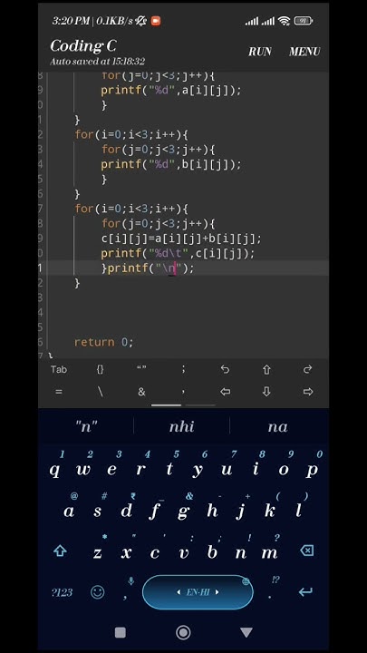 C program to print sum of 2 matrices using 2D arrays - YouTube