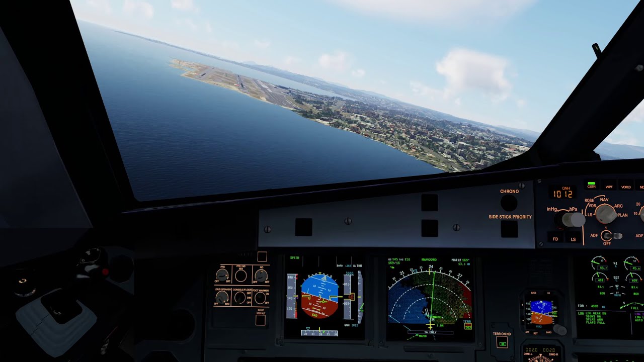 Visual Approach at Nice runway 22R in gusty crosswind condition | P3D ...