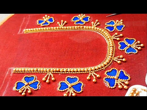 Aari work with normal needle stitching - YouTube
