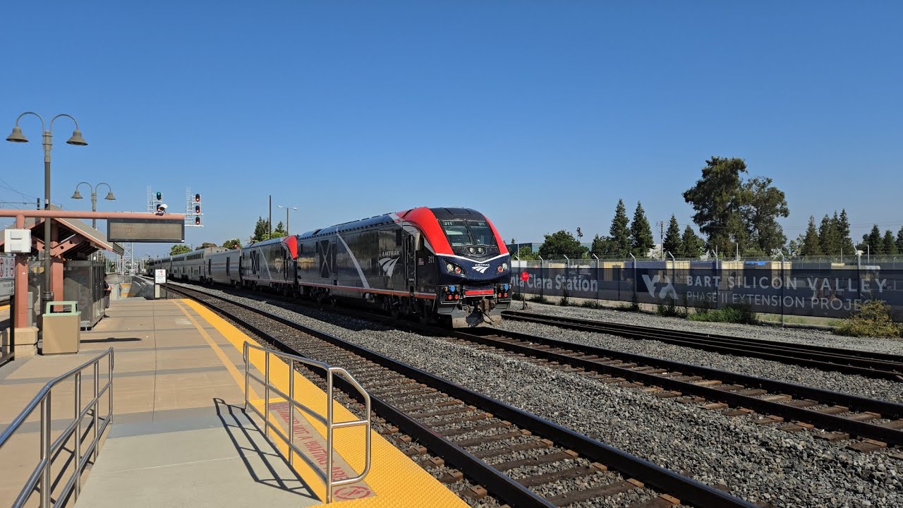 Amtrak Coast Starlight #11 at Santa Clara Station with ALC-42 #311 and ...
