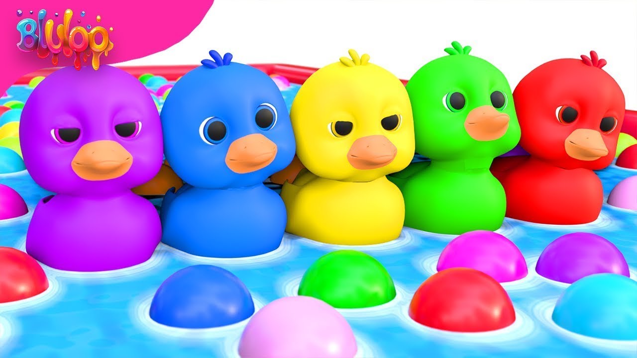 Five Little Ducks Song | Colorful Ducks | BluLoo Nursery Rhymes & Kids ...