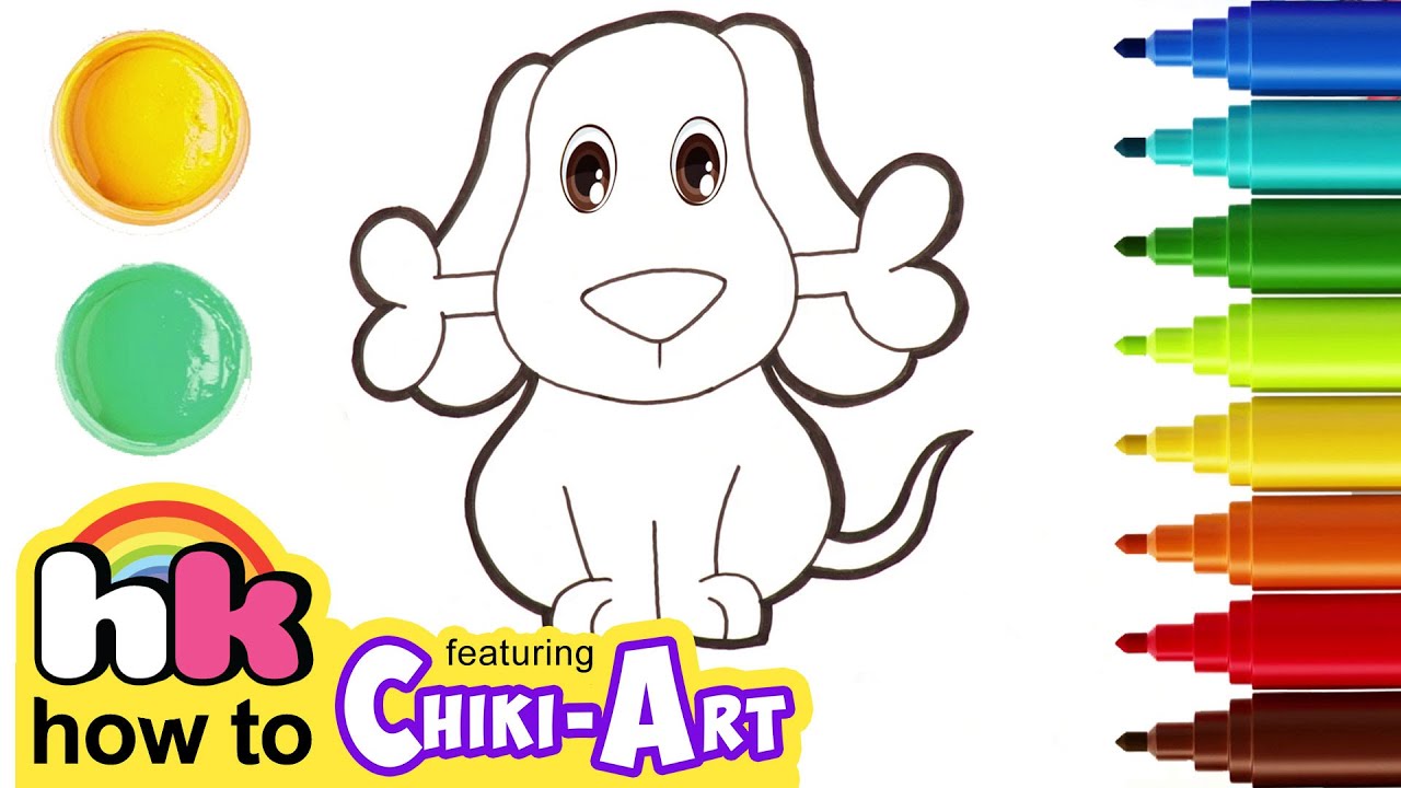 Chiki Art | How To Draw A Dog | Drawing And Coloring For Kids ...