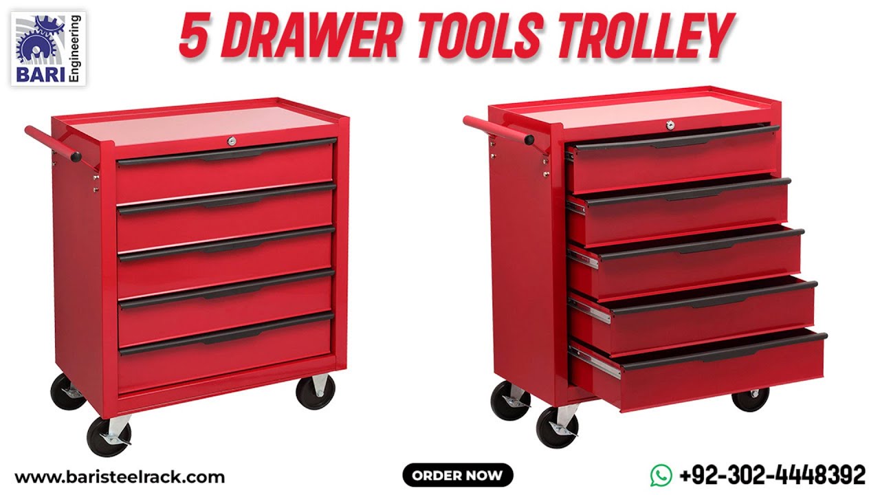 5 Drawer Tools Trolley - YouTube