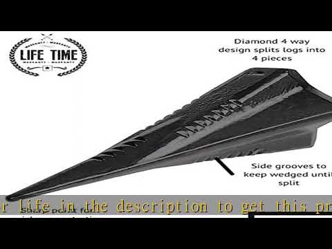 Edward Tools Diamond Wood Splitting Wedge - 4 LB Steel 4 Way Log Splitter - Torpedo/Grenade Wedge D