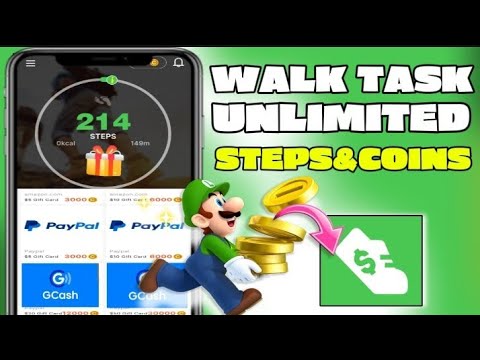 WALK TASK UNLI TRICKS AND TIPS NEW APP FREE $5 STEPS AND SHAKE PHONE # ...