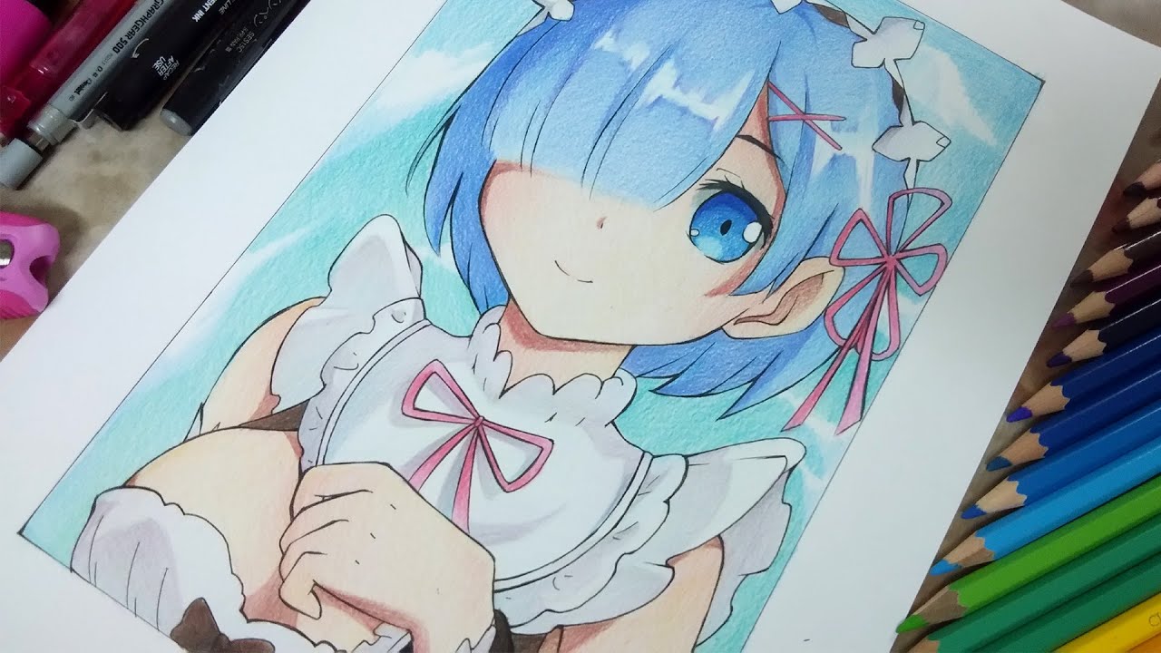 Drawing Rem [Re:Zero] using faber-castell classic - YouTube