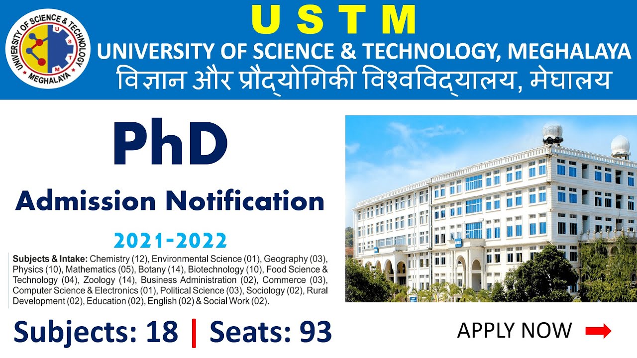 PhD Admission Notification 2021 in UNIVERSITY OF SCIENCE & TECHNOLOGY ...