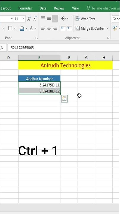 How To Type Aadhar Number In MS Excel In Telugu | MS Excel Tricks | Enter Aadhar Number In Excel ...