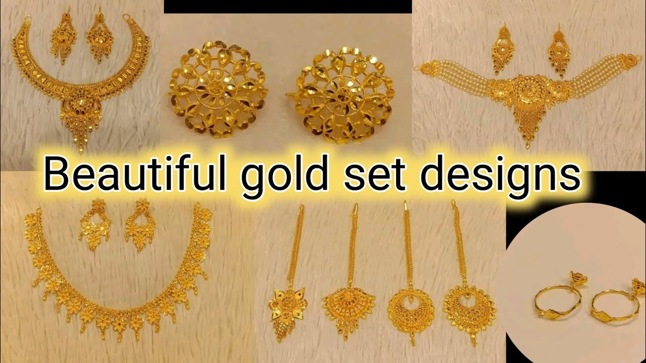 beautiful gold set designs| ring designs/earrings designs|necklace ...