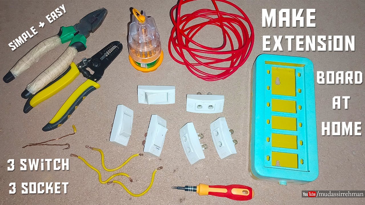 How To Make Extension Board | 3 Switch and 3 Sockets Electric Board ...