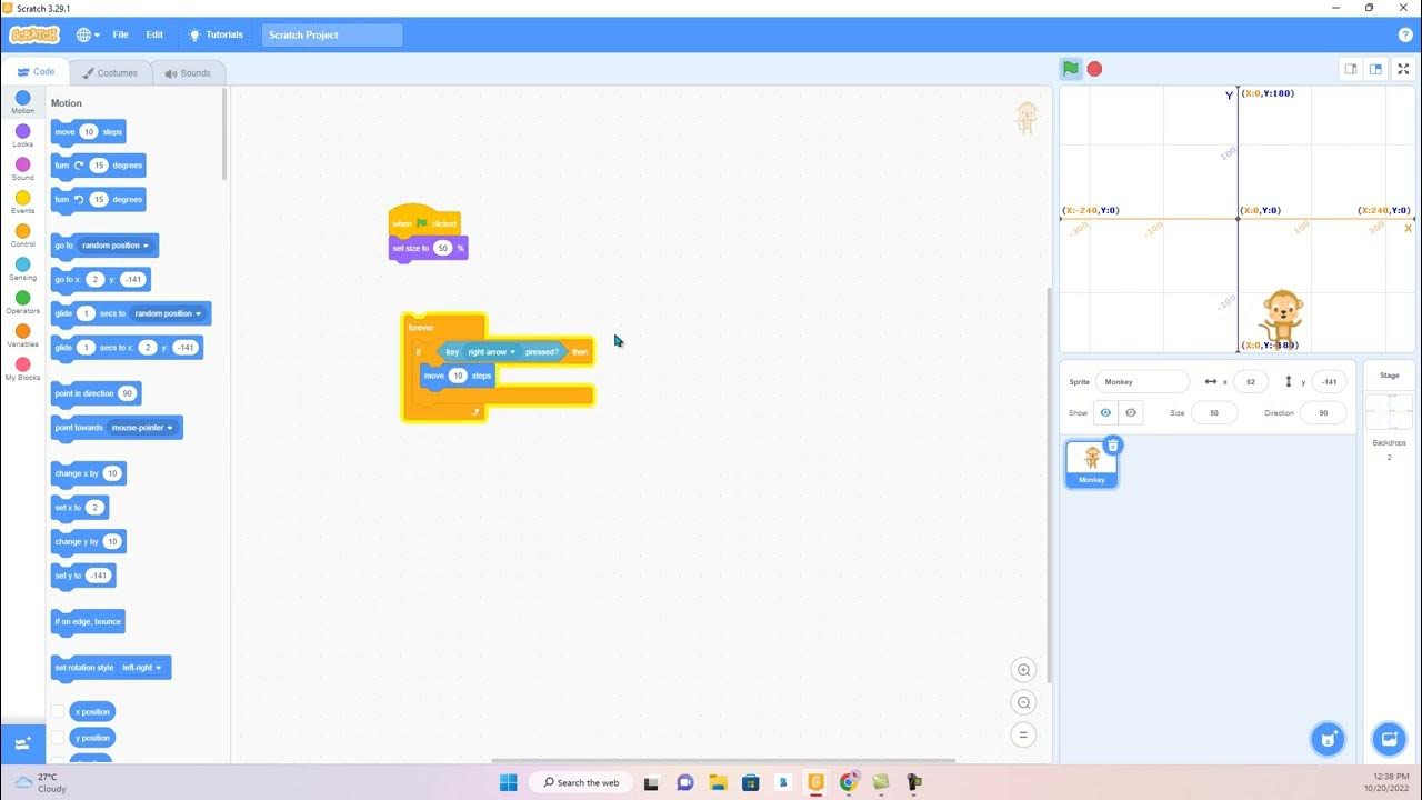 How to Move your Character in Scratch with keyboard Hindi - YouTube