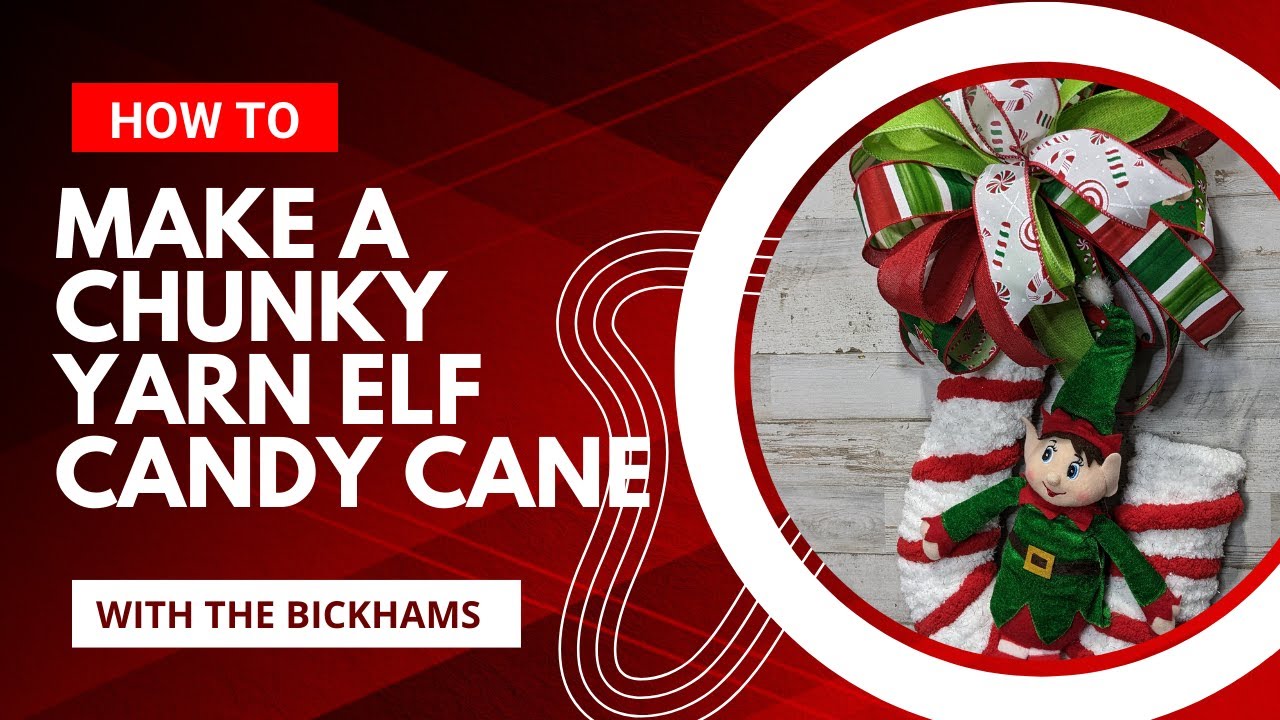 Christmas chunky yarn Elf candy cane |DIY chunky yarn candy cane with ...