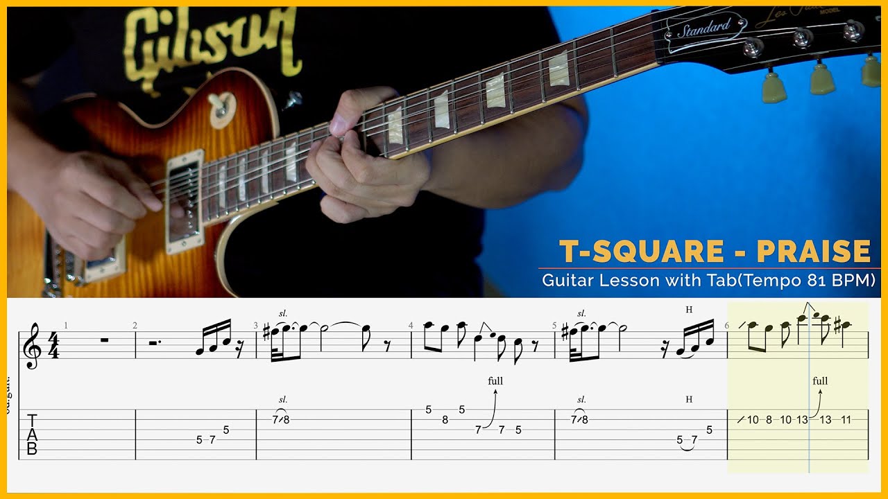 T-Square - Praise Guitar Lesson with Tab (티스퀘어 프레이즈 기타 레슨 탭, 악보) - YouTube