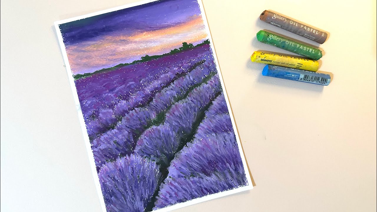 | Oil Pastel | Lavender Fields #oilpasteldrawing #oilpastelscenery ...