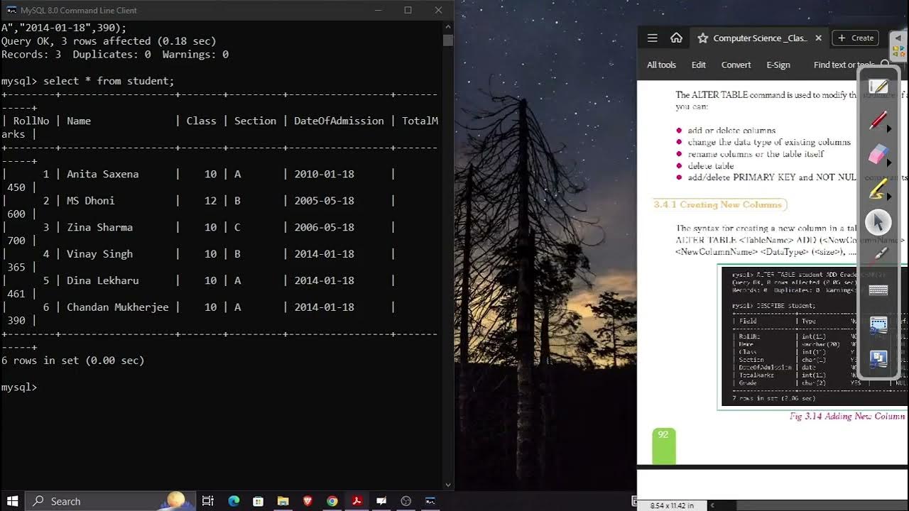 Database Part-II MySQL || Chapter-3( SEBA-Class-X)|| CHANGING THE STRUCTURE OF A TABLE || #part3 ...