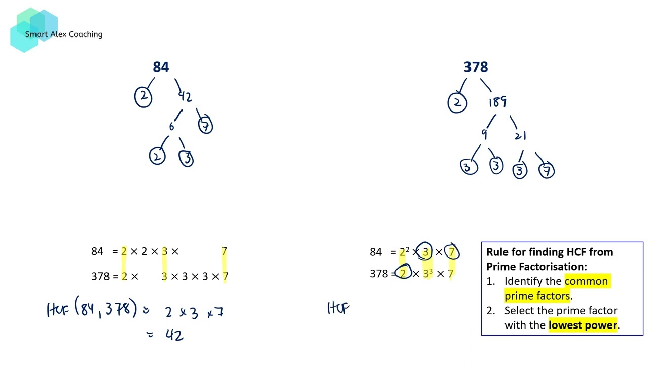 Finding HCF From Prime Factorisation Factor Tree YouTube