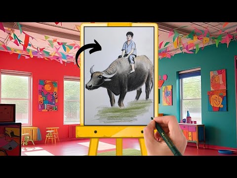 How to draw a Rider with Cow l Drawings for Beginners l Learn With ...