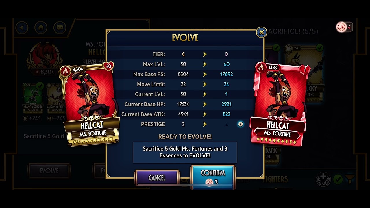 {Skullgirls Mobile} Evolving Hellcat Ms.Fortune to diamond!!! - YouTube