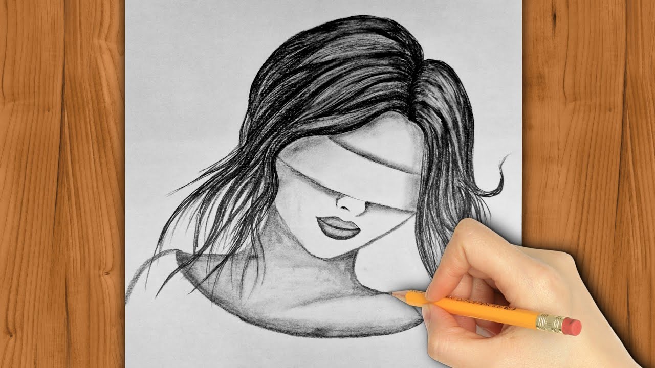 Easy to draw|How to draw Girl Blindfolded|step by step - YouTube