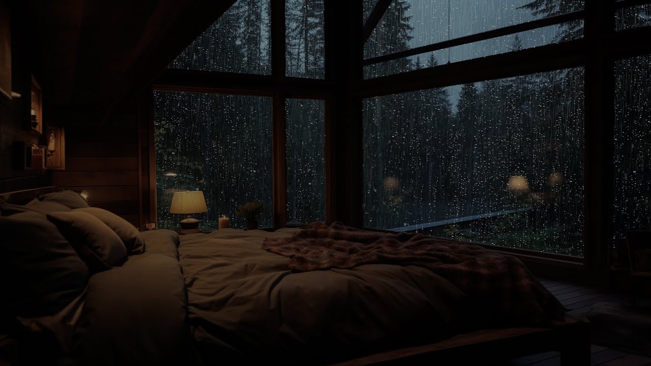 Rain Sounds for Sleep | Rain on Glass Window at Night | Rain Air help ...