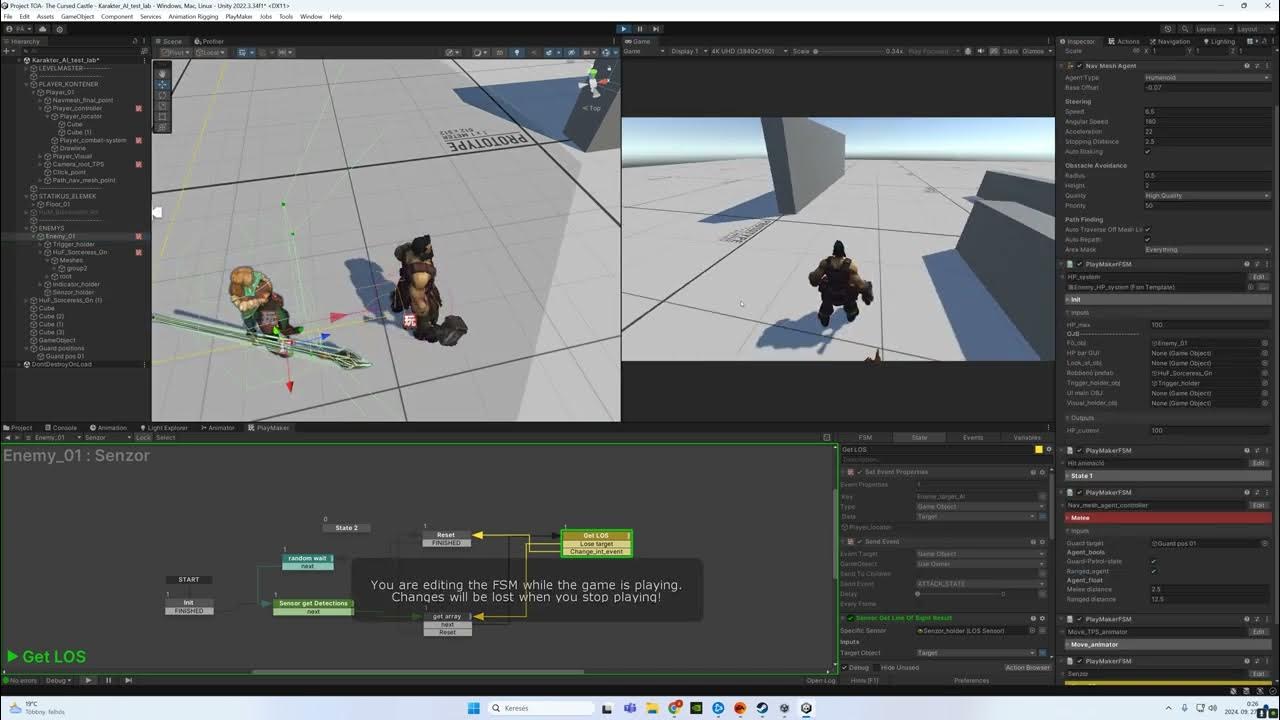 Unity-PlayMaker SensorToolkit 2 navmesh agent - YouTube