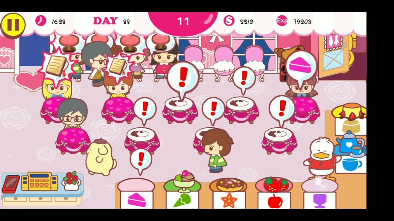 Hello kitty cafe game Leveling uping all sofa Lv.4 - YouTube