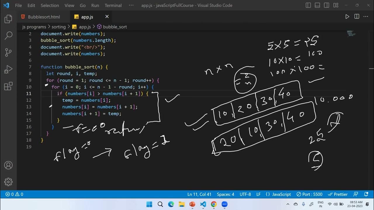 Modified Bubble Sort Algorithm and Program Hindi - YouTube